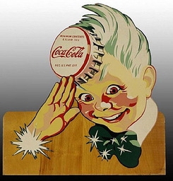 Coca-Cola; Sign, Sprite Boy, Die Cut Wood, 16 inch.