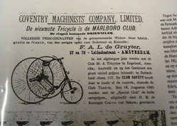 Tricycle; Coventry Machinist Co, Adult, Pedal Chain Drive, Marlboro ...