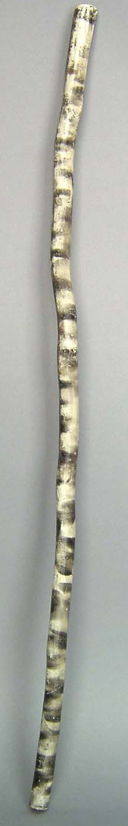 Cane; Folk Art, Branch, Smoke Decorated, Birch Look, 35 inch.