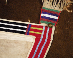 Blanket; Crow, Saddle, Beaded Buffalo Hide, 64 inch.