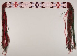 Clothing; Osage, Sash, Beaded, Geometric & Leaf Design, 25 inch.