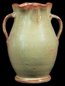 Art Pottery; Waco, Vase, Shouldered, Strawberry Glaze, 7 inch.