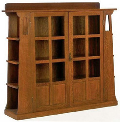 Furniture: Bookcase; Arts & Crafts, Limbert, Oak, 2 Doors, Open Side ...