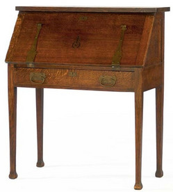 Furniture: Desk-Lady's; Arts & Crafts, Roycroft, Oak, Slant-Lid, 1 ...