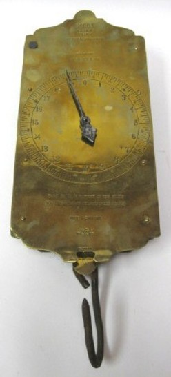 Scale; Hanging Spring Balance, Salter, No 60T, Brass Face.