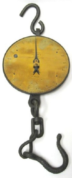 Scale; Hanging Spring Balance, Salter, No 20T, Brass Round Face.