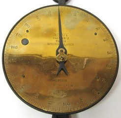Scale; Hanging Spring Balance, Salter, No 20T, Brass Round Face.
