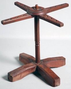 Candle Drying Rack; Maple & Ash, Cross Base & Arms, Red Wash, 20 inch.