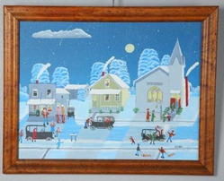 Patton, Paul; Acrylic Painting, Folk Art, signed 1990, Winter Problems.