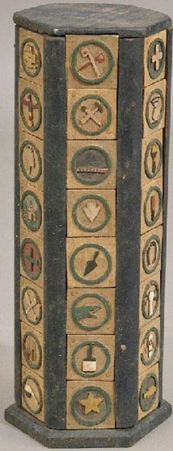 Scouting; Boy Scout Totem, Merit Badge Tower, Folk Carved & Painted, 23 ...