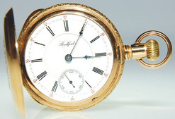 Watch-Pocket; Rockford, Elgin Commander Triple, Hunting Case, Gold Tone.