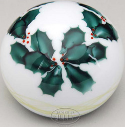 Paperweight; Salazar (David), Holly & Berries, 3 inch.