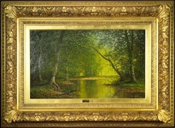 Brenner, Carl Christian; Oil on Canvas Landscape Painting, signed 1885 ...