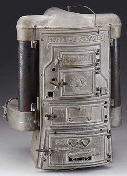 Furnace; Round Oak, Salesman Sample, Moistair System, Aluminum, 12 inch.