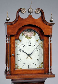 Tall Case Clock; Pennsylvania, Federal, Cope (Jacob), Cherry & Mahogany, Broken Arch, 91 inch.