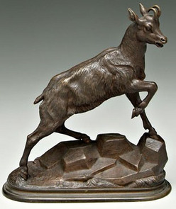 Bronze Sculpture; Moigniez (Jules), after, Figure of a Goat, 12 inch.