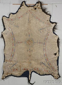 Clothing; Plains, Robe, Painted Buffalo Hide, 85 inch.