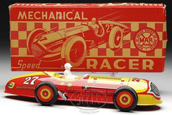 Toy Car; Marx, Mechanical Speed Racer Race Car, No 27, Tin, Windup, Box.