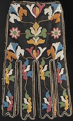 Bag; Tlingit, Octopus, Beaded Cloth, Floral Design, 21 inch.