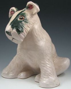 Weller Pottery; Garden Ware, Figure, Terrier Dog, 11 inch.
