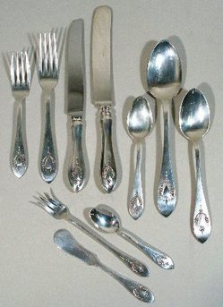 Flatware; Sterling Silver, Lunt, Mount Vernon Pattern, 70 Pieces.