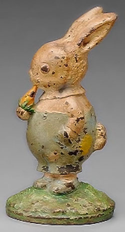 Doorstop; Hubley, Peter Rabbit Eating Carrot, Cast Iron.