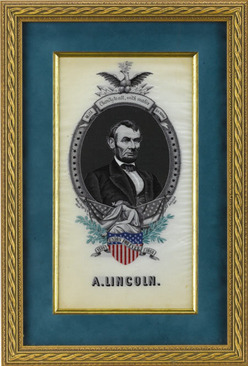 Ribbon; Memorial, Lincoln, Portrait & Weeping Lady Liberty, Silk, 1866 ...