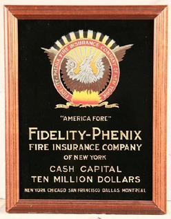 Advertising-Insurance; Fidelity-Phenix Ins of NY, Sign, Glass, Phoenix ...