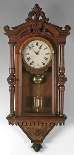 Regulator Clock; Kroeber (F), No 30, 8-Day, Walnut, 37 inch.
