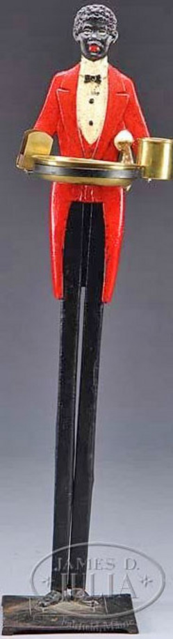 Smoking Stand; Butler & Tray, African-American, Cast Iron, 36 inch.