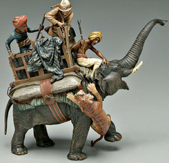 Bronze Sculpture; Bergman (Franz), marked, Indian Tiger Hunt Figures on ...