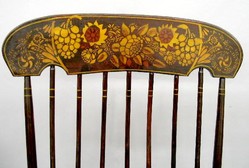 Furniture: Chair-Rocking; Boston, Paint Decorated, 7 Spindles, Scrolled ...