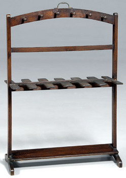 Boot Rack; Equestrian, Mahogany Stand, Crop Pegs, English, 40 inch.