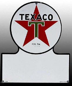Gas Station; Sign, Texaco, Distributor, Porcelain, Keyhole, 1941, 12 inch.
