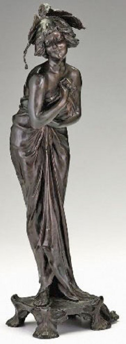Bronze Sculpture; Alliot (Lucien Charles E), signed, Figure of Maiden ...