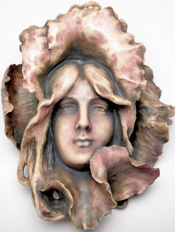 Teplitz; Amphora, Stellmacher (Ed), Figure, Maiden's Head, 13 inch.