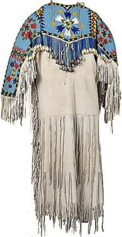 Clothing; Plateau, Dress, Beaded, Cowrie Shells & Thimbles, 48 inch.