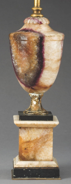 Table Lamp; English, Blue John, Pedestaled, Urn Form, 12 inch.