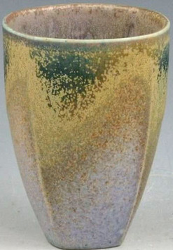 Art Pottery; Bell (Mark), Cup, Square Base, Mottled, 4 inch.
