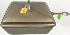 Pan; Wagner Ware, Skillet, No 1400, Cast Iron, Square Fry, Cover.