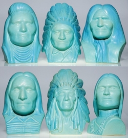 Van Briggle Pottery; Figures (6), Busts of Important Native American ...