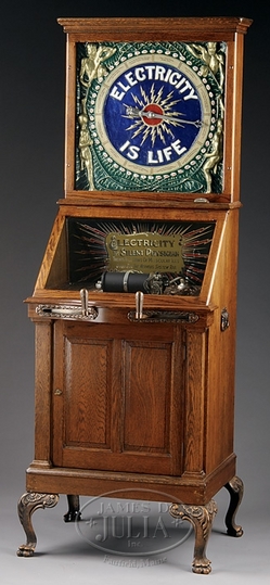 Arcade; Mills Novelty, Electricity Is Life, Shock Machine, Floor, Oak ...