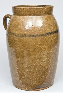 Stoneware; Johnson (Joe Jug)?, Churn, Alkaline Glaze, 14 inch.