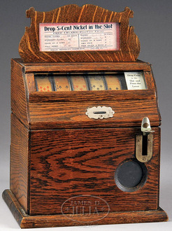 Trade Stimulator; Mills, Perfection Poker Machine, Oak Case, 5 Reel, 5 ...