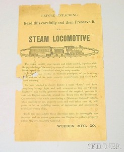 Train Set; Weeden, Dart, Locomotive & Tender, Passenger Car, Live Steam ...