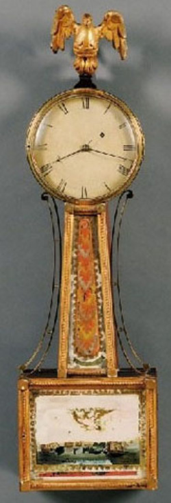 Banjo Clock; Willard (Aaron Jr), Mahogany, Gilt, Eagle Finial, 35 inch.