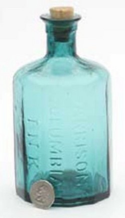 Ink Bottle; Harrison's Columbian Ink, Master, 12-Sided, Teal Green, 6 inch.