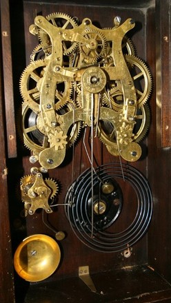 Shelf Clock; Seth Thomas, Violin, Walnut, 8 Day Lyre Movement.