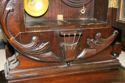 Shelf Clock; Seth Thomas, Violin, Walnut, 8 Day Lyre Movement.