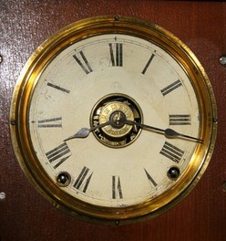 Shelf Clock; Seth Thomas, Violin, Walnut, 8 Day Lyre Movement.